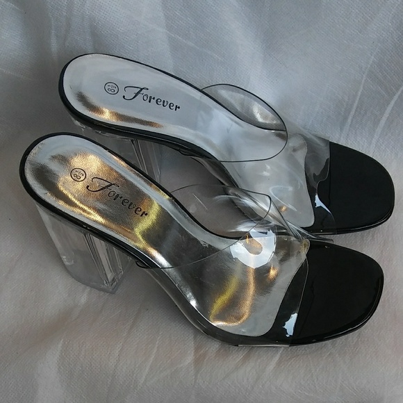 Forever 21 | Shoes | Womens Transparent Chunky Heel Slip On Shoes ...